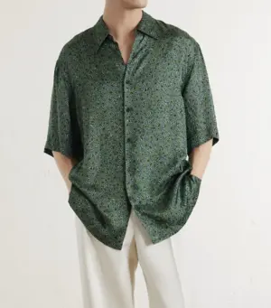 Dries Van Noten Camp-collar Printed Satin Shirt - Green