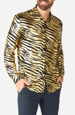 Opposuits Tiger Shiner Modern Tailored Fit Button-up Shirt