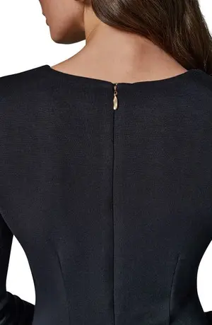 Donna Karan New York Asymmetric Neck Long Sleeve Body-con Dress - Black