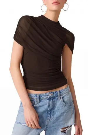 Steve Madden Kerry Mesh Top - Dark Toffee