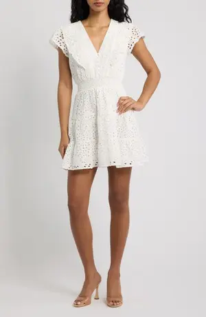 LAYERED WITH LOVE Lil Jane Eyelet Lace Mini Dress - White