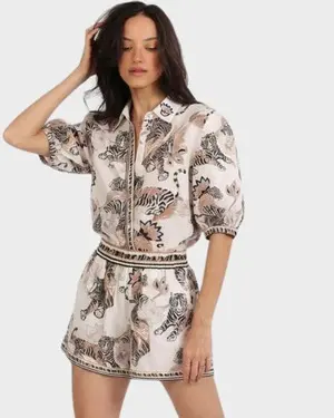 Las Surenas Balloon Shirt Lotus Tiger - Ecru