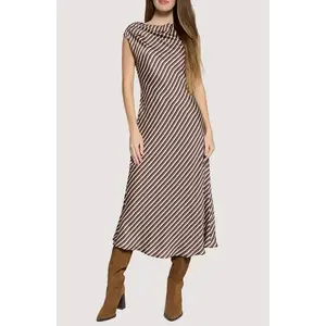 LOST + WANDER Chelsea Lane Stripe Satin Midi Dress