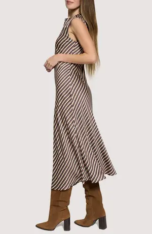 LOST + WANDER Chelsea Lane Stripe Satin Midi Dress