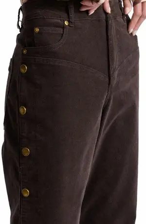 Avec Les Filles High Waist Side Shank Straight Leg Jeans