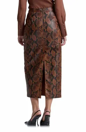 Avec Les Filles Faux Leather Midi Skirt