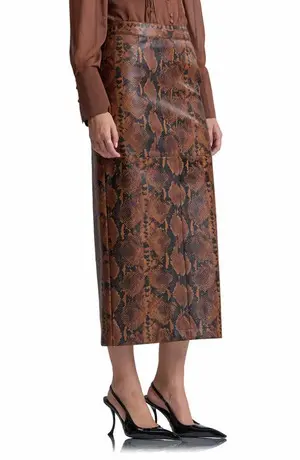 Avec Les Filles Faux Leather Midi Skirt
