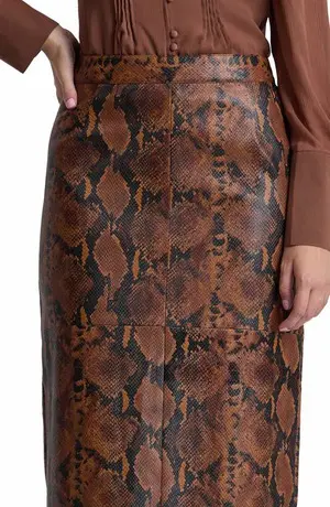 Avec Les Filles Faux Leather Midi Skirt