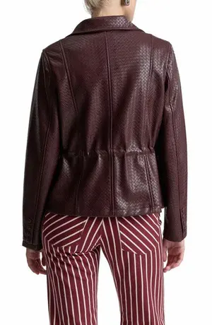 Avec Les Filles Woven Faux Leather Jacket