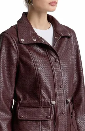 Avec Les Filles Woven Faux Leather Jacket