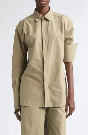 NACKIYE High Fidelity Asymmetric Cotton Shirt - Sand