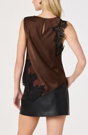 Astr The Label Beth Lace Detailed Asymmetric Top - Brown