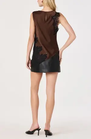 Astr The Label Beth Lace Detailed Asymmetric Top - Brown