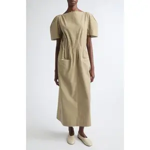 NACKIYE Maddie Cotton Midi Dress - Sand