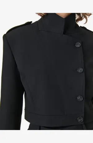 IRO PARIS Mova Cropped Jacket With High Collar And Epaulettes