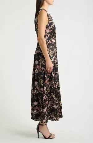 CECE DUPRAZ Floral Print Sleeveless Maxi Dress