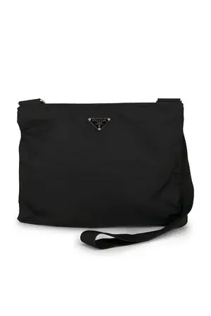 FWRD RENEW Prada Tessuto Flat Messenger Bag - Black