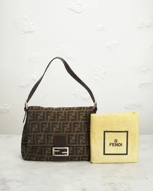 FWRD RENEW Fendi Zucca Mama Forever Baguette Shoulder Bag - Brown
