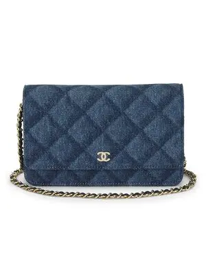FWRD RENEW Chanel Denim Printed Wallet On Chain