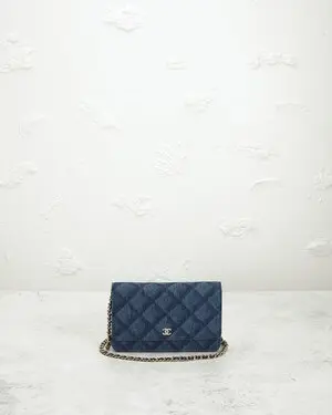 FWRD RENEW Chanel Denim Printed Wallet On Chain