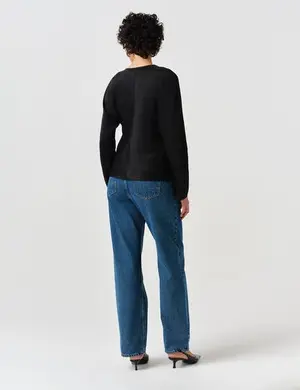 GHOST LONDON Lucille Long Sleeve Satin Top - Black