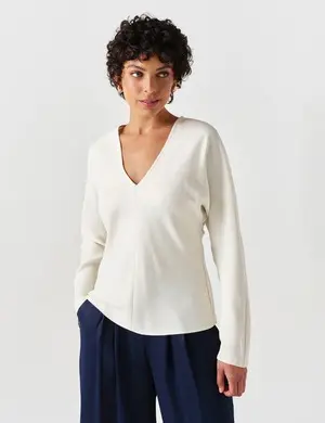 GHOST LONDON Lucille Long Sleeve Satin Top - Ivory