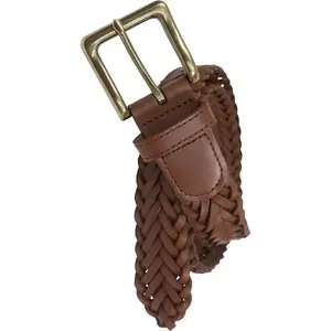 Brooks Brothers Braided Leather Belt - Medium Brown