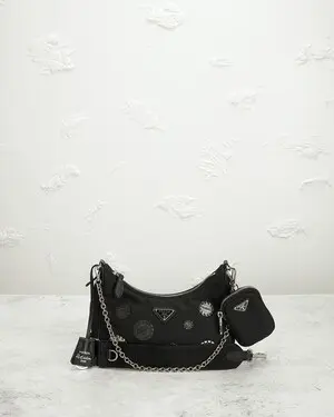 FWRD RENEW Prada Sequin Polka Dot Re-edition 2005 Re-nylon Shoulder Bag