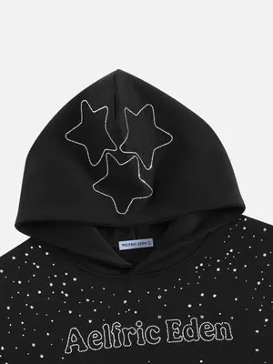 AELFRIC EDEN Boxy Rhinestone Star Pullover Hoodie
