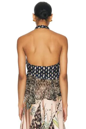 Staud Maeva Silk Blend Halter Top - Glasswork Multi