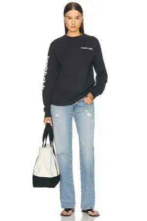 SPORTY & RICH Bold Health Longsleeve Tee - Faded Black