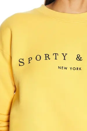 SPORTY & RICH Title Embroidered Crewneck Sweatshirt - Limone