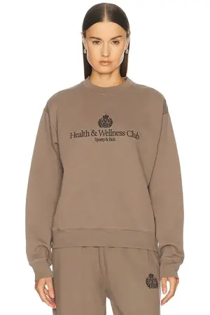 SPORTY & RICH H&amp;w Crest Embroidered Crewneck Sweatshirt