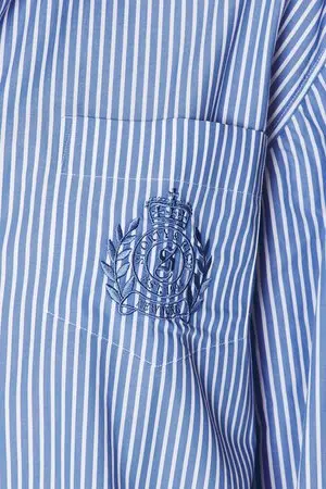 SPORTY & RICH Ny Crest Oversized Shirt - Blue Striped