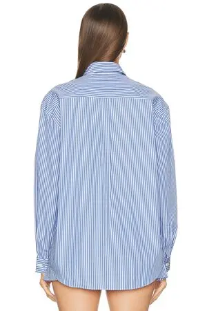 SPORTY & RICH Ny Crest Oversized Shirt In Blue