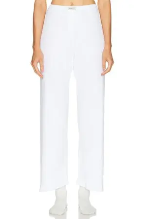SPORTY & RICH Signature Logo Ribbed House Pant - White