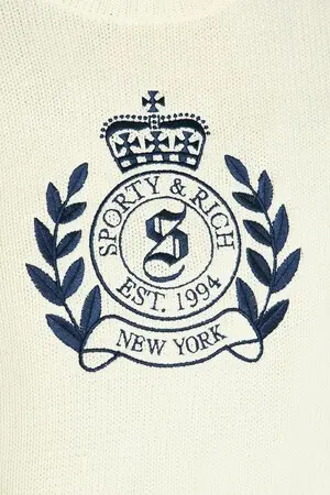 SPORTY & RICH Ny Crest Knitted Sweater - Ecru