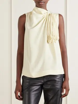 Altuzarra Alden Fringe-trimmed Silk Top - Neutrals