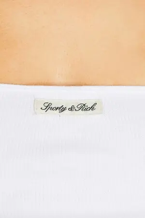 SPORTY & RICH Signature Logo Ribbed Bralette - White