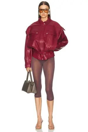 Magda Butrym Leather Bomber Jacket - Cherry
