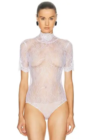 Valentino Garavani Lace Jersey Bodysuit Top