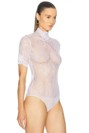 Valentino Garavani Lace Jersey Bodysuit Top