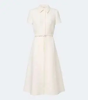 Fendi Belted Wool And Silk Midi Dress - White