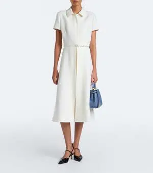 Fendi Belted Wool And Silk Midi Dress
