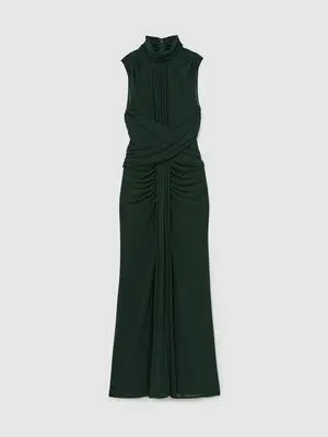 REISS Starla Sheer Ruched Sleeveless Maxi Dress