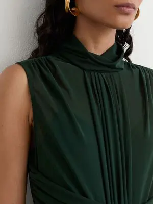 REISS Starla Sheer Ruched Sleeveless Maxi Dress