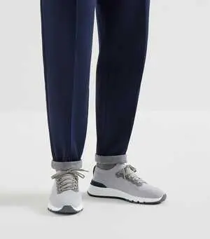 Brunello Cucinelli Chiné-knit Lace-up Sneakers