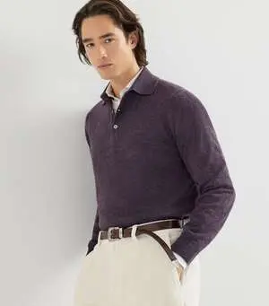 Brunello Cucinelli Cashmere Polo Sweater - Purple