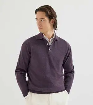 Brunello Cucinelli Cashmere Polo Sweater - Purple