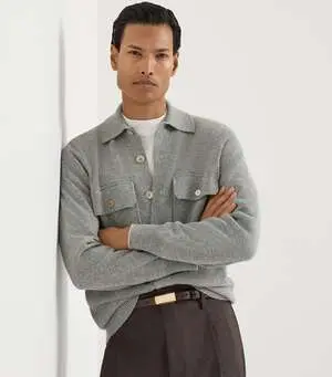 Brunello Cucinelli Cashmere Knitted Collared Overshirt Cardigan